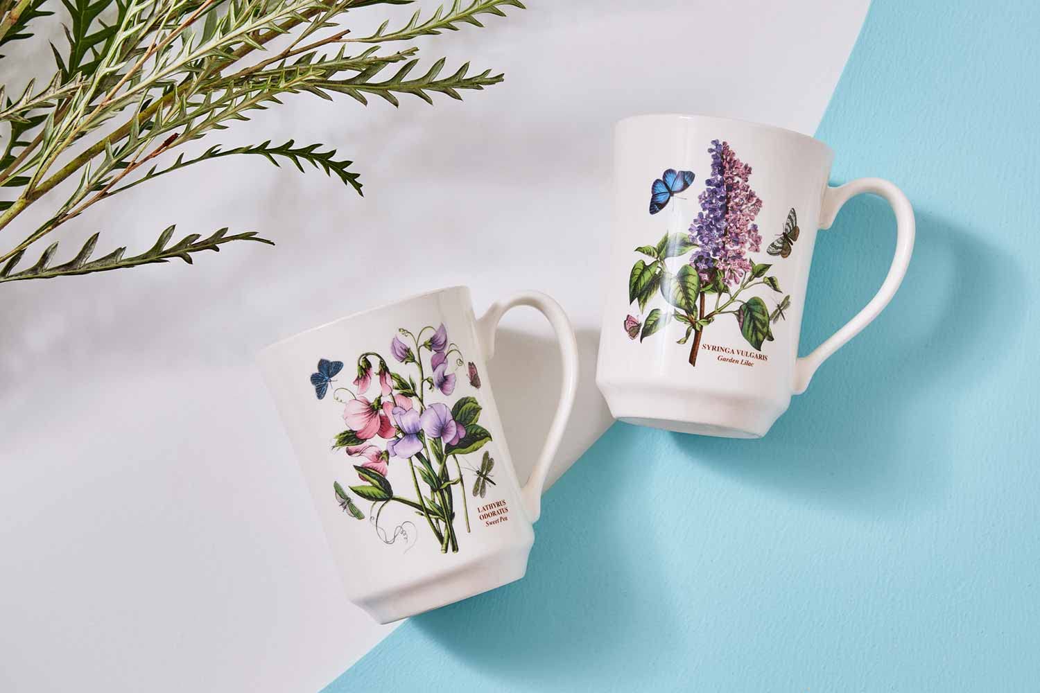 Portmeirion Botanic Garden 14 Ounce Flared Tankard Mug Set of 6 Assorted Motifs