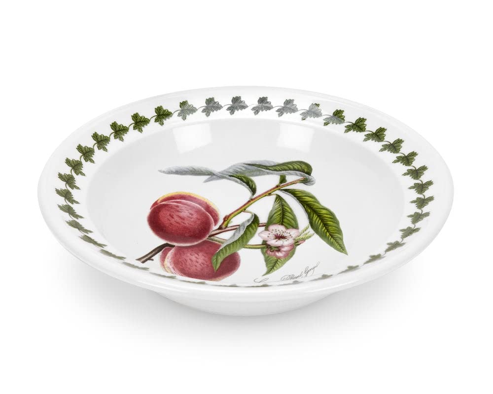 Portmeirion Pomona Collection | Set of 6 | Ceramic Dinnerware Dish Set | Microwave and Dishwasher Safe | Assorted Fruit Motifs | Made in England (Oatmeal/Soup Bowl)