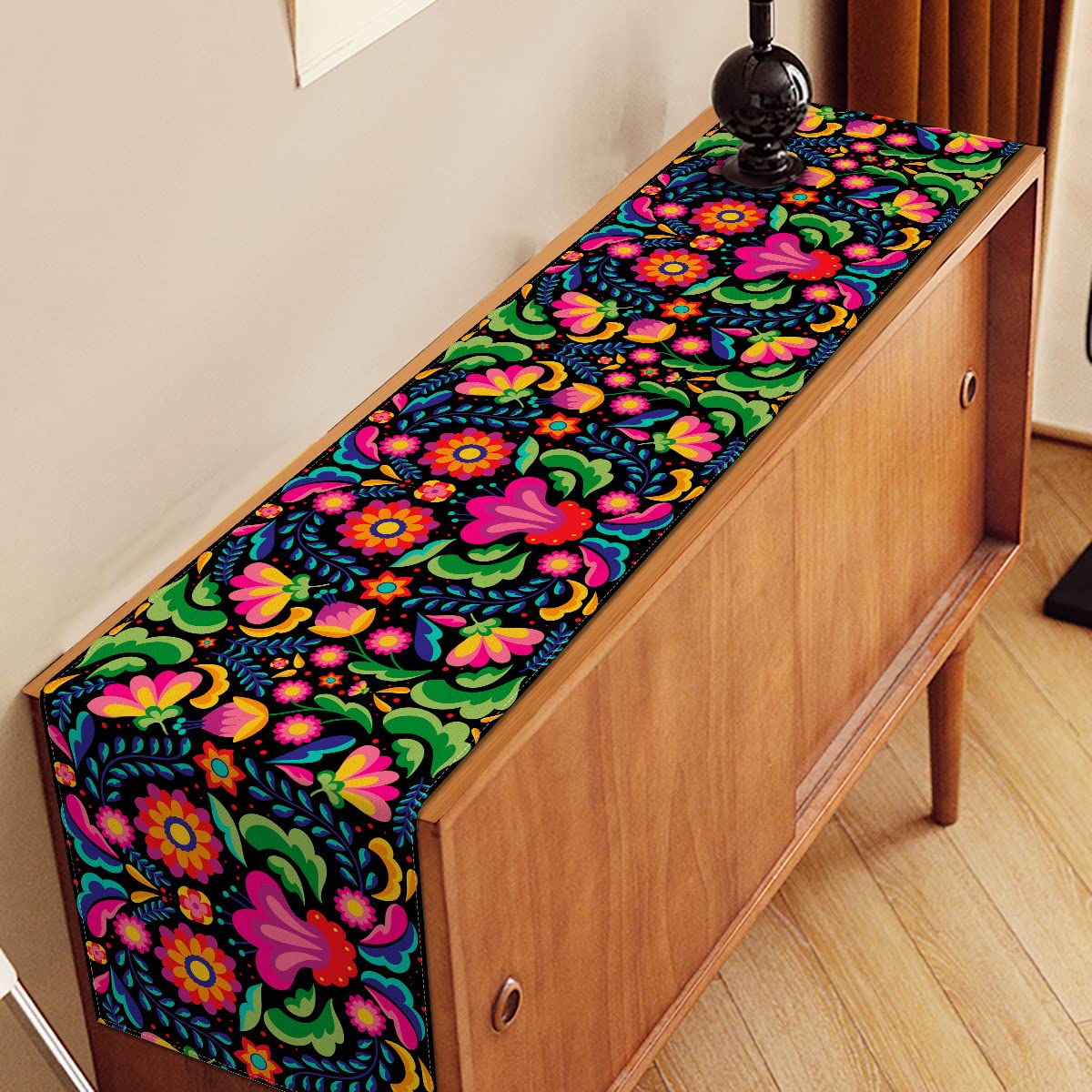 Nepnuser Mexican Fiesta Table Runner Cinco De Mayo Decorations Mexico Dia De Los Muertos Rustic Linen Home Dining Room Kitchen Table Decor 72 Inches Long