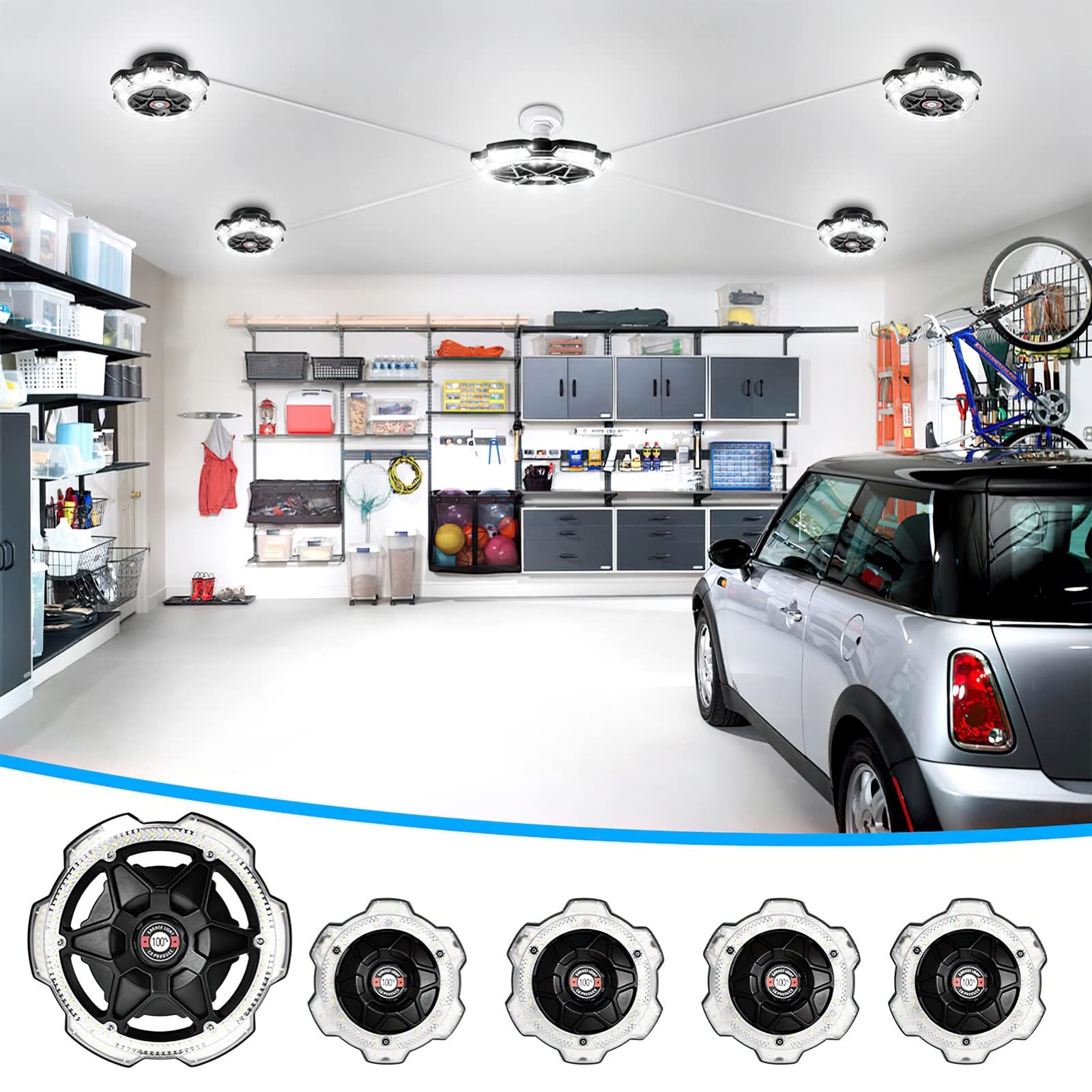 YALAZ Led High Bay Light, Garage Led Lighting, Led Shop Lights for Garage, Basement, Barn, High Bay Light 4 Pack