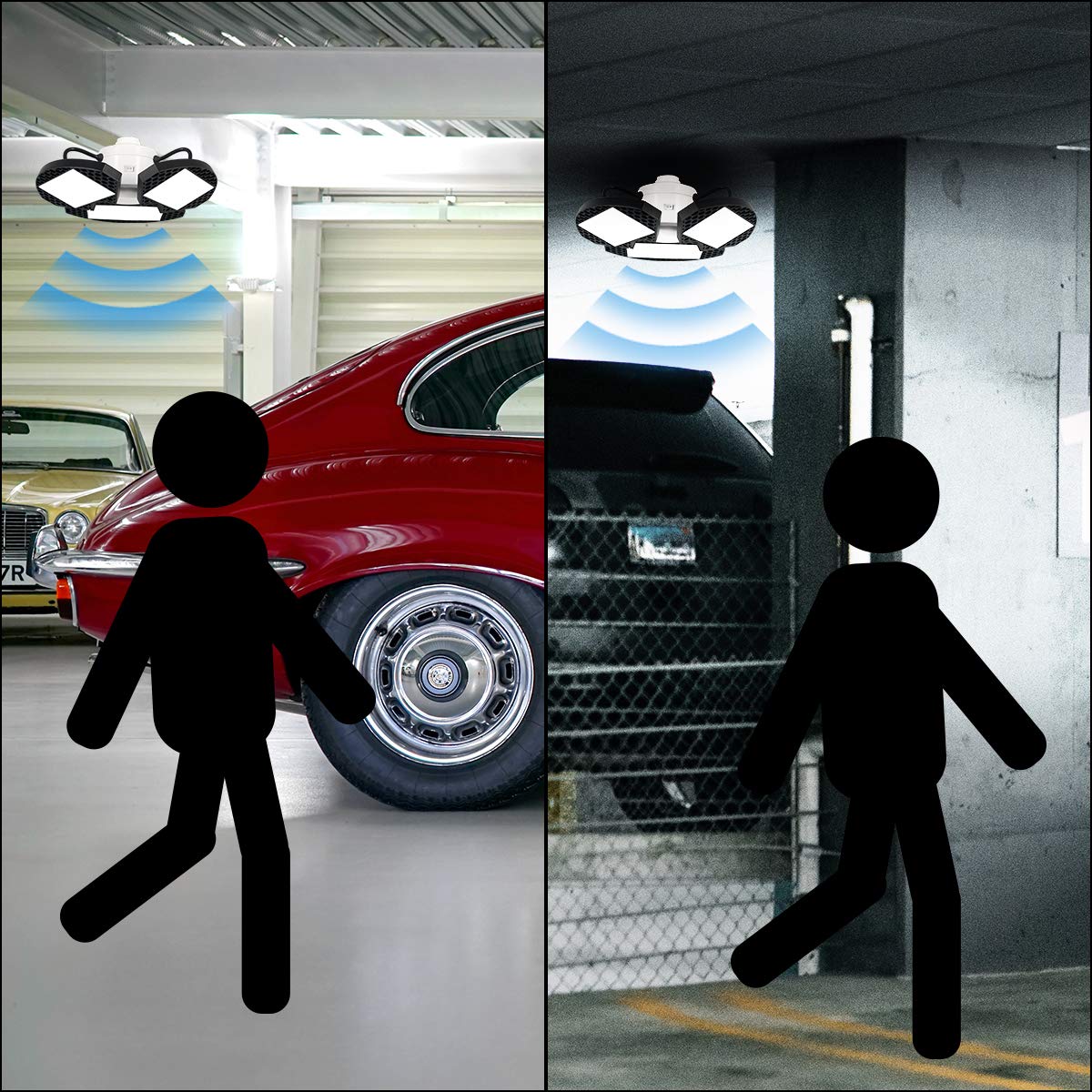 LED Garage Lights Motion Activated,100W Deformable LED Garage Ceiling Lights12500 LM CRI 80 Led Shop Lights for Garage, led Garage Light Motion Sensor Garage Lights with 3 Adjustable 100W1PK