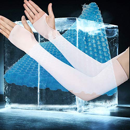 n/a 1 Pair Ice Fabric Arm Sleeves Warmers Summer Sports Protection Running Cycling Driving Reflective Sunscreen (Color : Light Gray, Size : Medium)