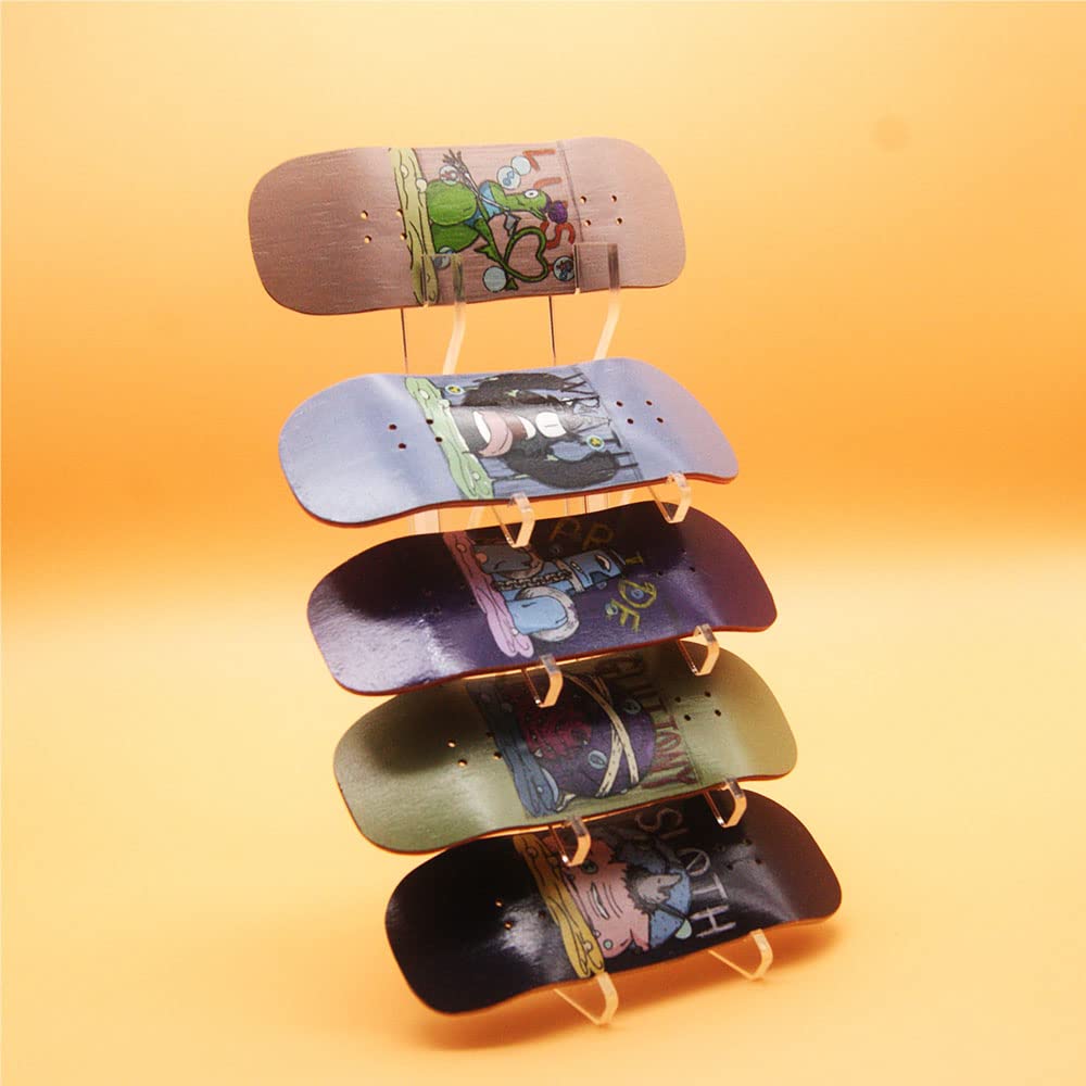 Skateboard Display Rack,4 + 1 Fingerboard Rack , Pro Finger Board Racks Floor Stand, Five-Layer Angle Skateboard Holder, Mini Skateboard Storage Racks, Robust and Easy to Install