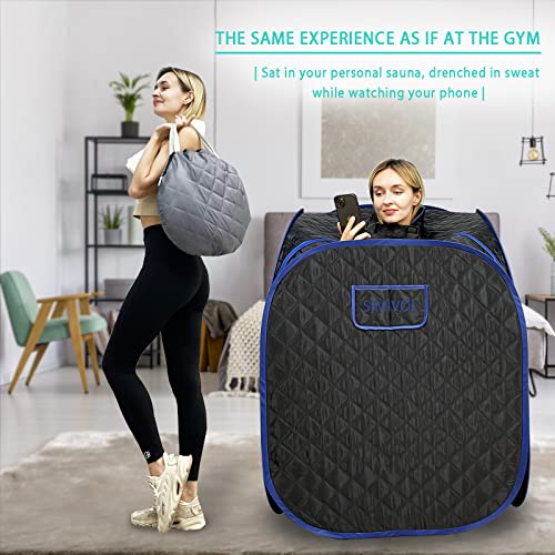 Simivol Portable Steam Sauna for Home Spa, Personal Steam Sauna Tent Indoor with Steamer, 1 Person Steam Room with Foldable Chair& Remote Control(Black)