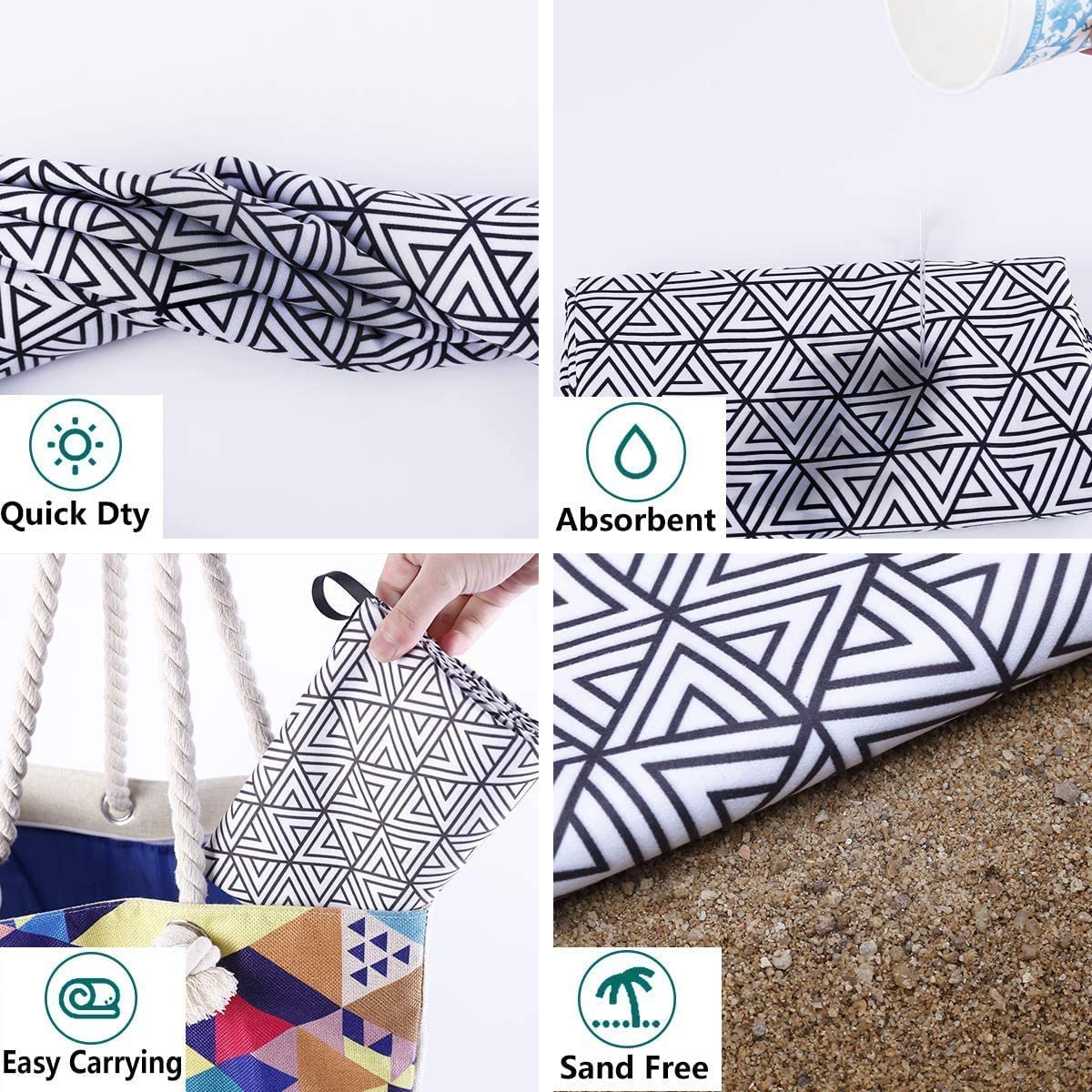Sand Free Microfiber Beach Towels Adult – Quick Fast Dry Beach Oversized Accessories Travel Swim Pool Camping Essentials Lightweight Compact Packable Sandless Resistant Must Haves Items Gifts Family