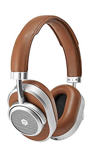 Master & Dynamic MW65 Active Noise-Cancelling (Anc) Wireless Headphones β Bluetooth Over-Ear Headphones with Mic, Silver Metal/ Brown Leather