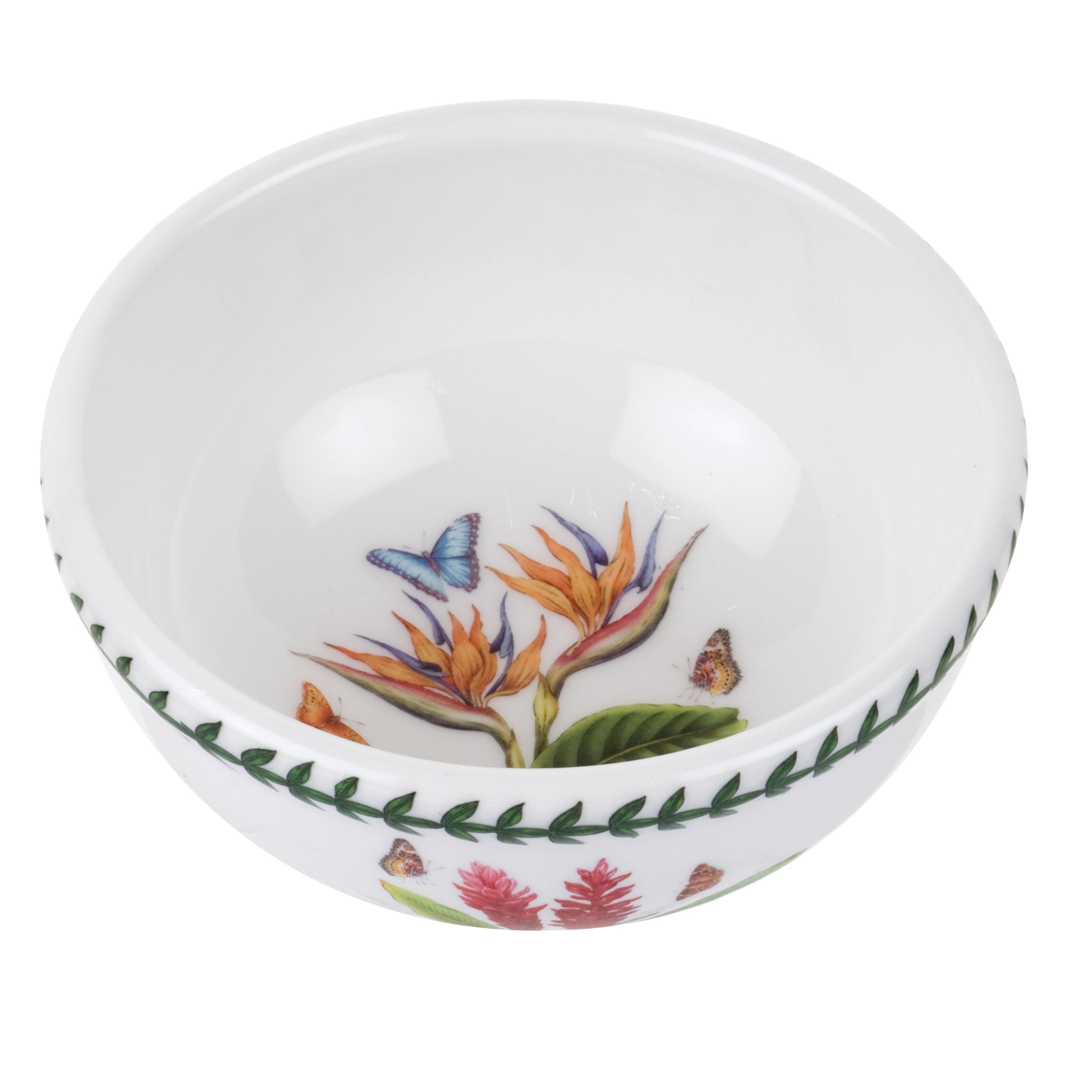 Portmeirion Exotic Botanic Garden 5.5” Individual Fruit Salad Bowl with Bird of Paradise Motif | Dishwasher, Microwave, and Oven Safe | For Cereal, Breakfast, or Dessert | Made in England