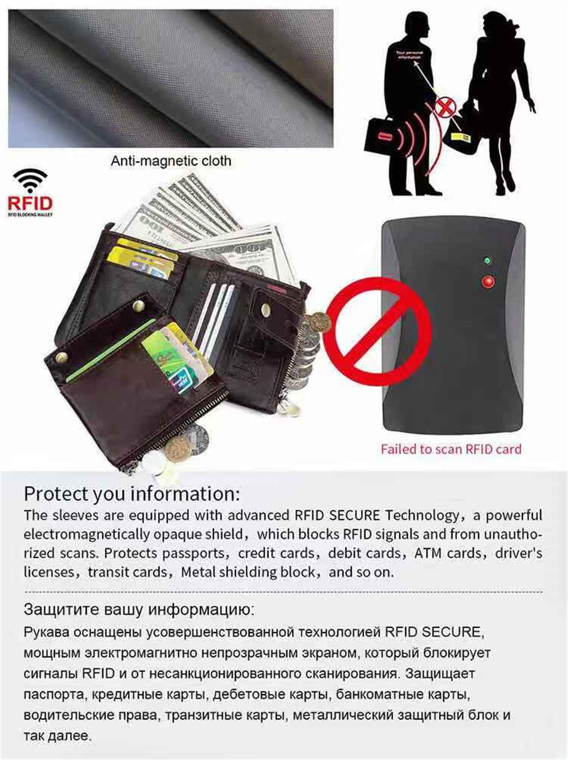 LAOHEIMA Mens Wallet RFID Genuine Leather Bifold Wallets For Men, ID Window 13 Card Holders Gift Bo