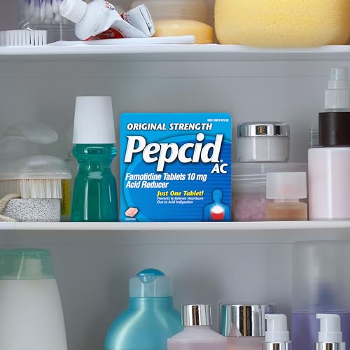 Pepcid AC Original Strength Heartburn Relief Tablets, Prevents & Relieves Heartburn Due to Acid Indigestion & Sour Stomach, 10 mg Famotidine to Reduce & Control Acid, Fast-Acting, 90 Ct