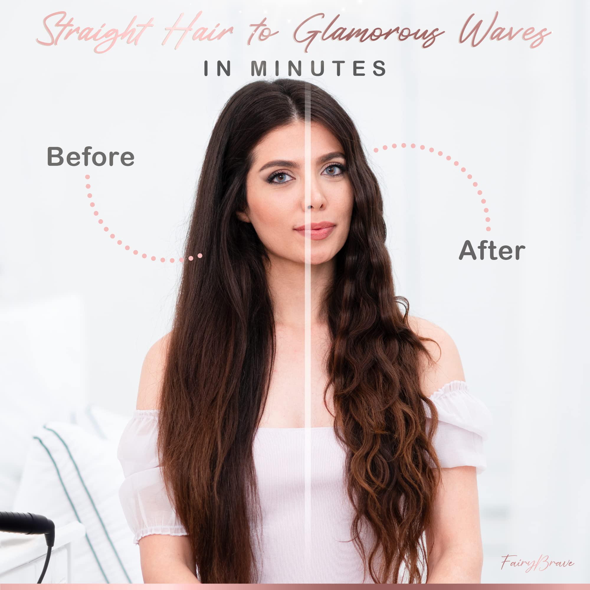 Large 3 Barrel Curling Iron, Triple Hair Waver & Crimper Wand for Beach Waves, Ceramic Tourmaline with Adjustable Temperature - Glam Waver, Black