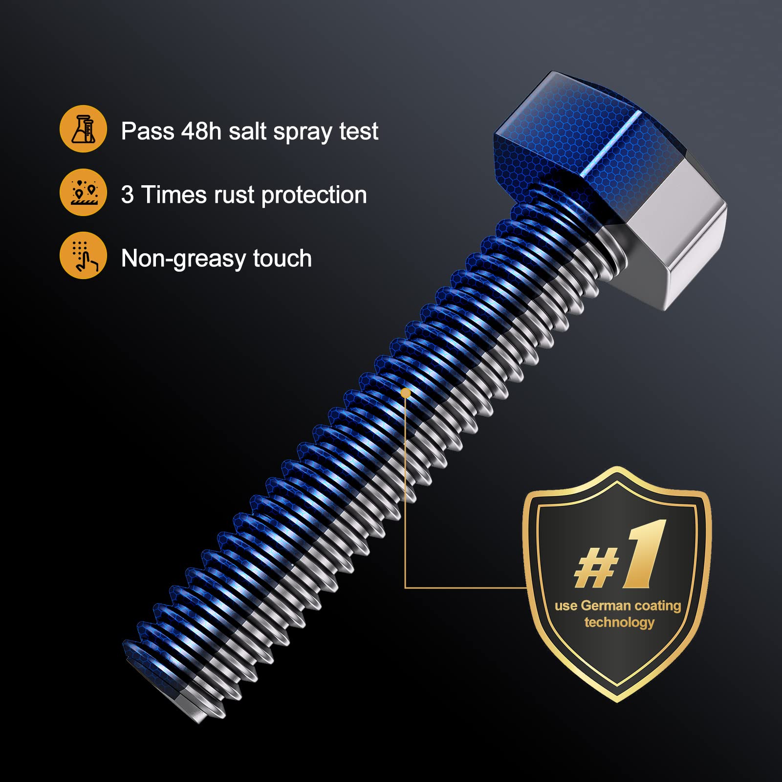 VIGRUE 252Pcs Flange Hex Head Bolts Nuts Washers Kit(12mm to 30mm) Class 10.9 Alloy Steel Black Zinc Plated M6-1.0 M8-1.25 Metric Flange Bolt Assortment Full Coarse Thread
