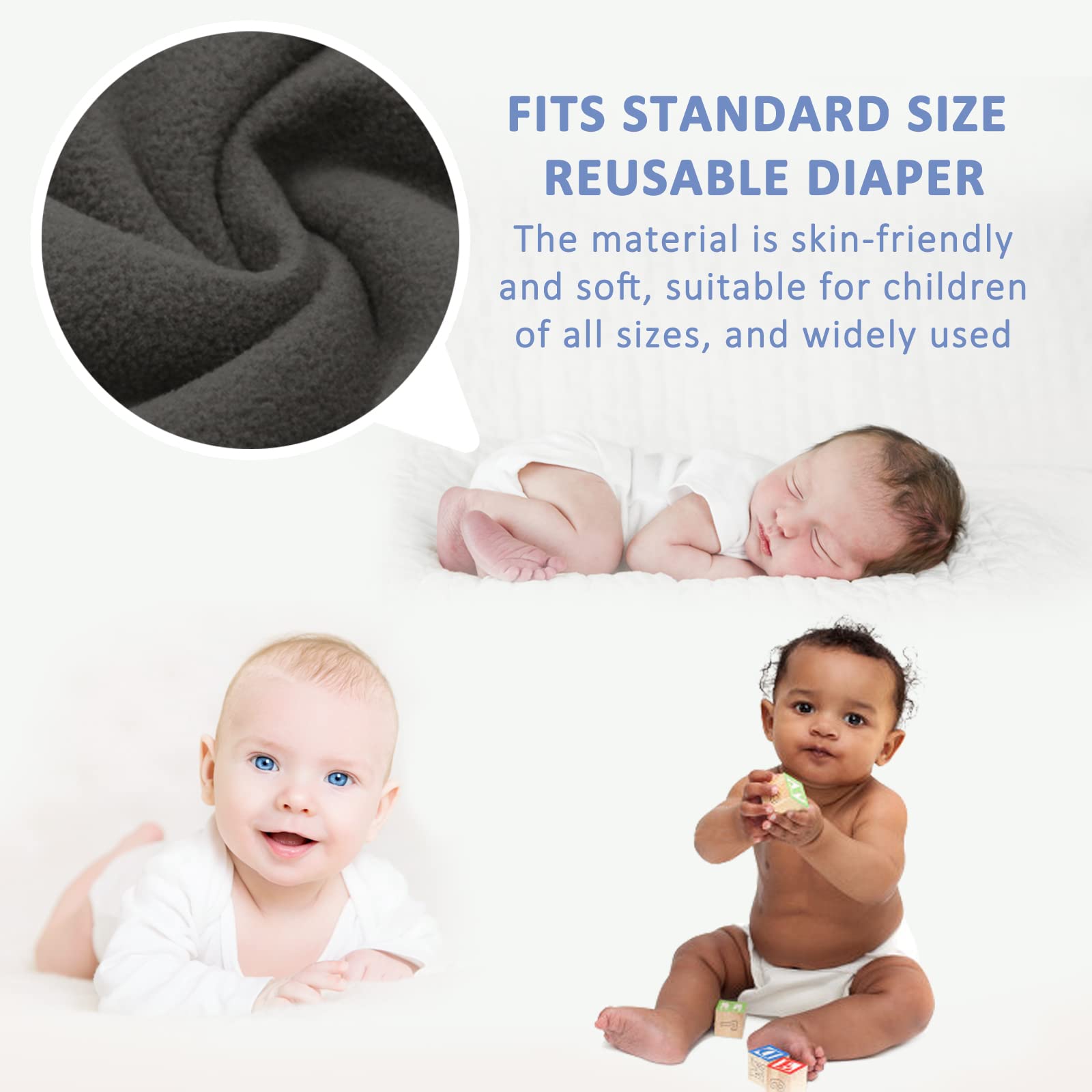 TDIAPERS Microfiber Cloth Diaper Inserts 3 Layers, Reusable and Absorbent,Pack of 10