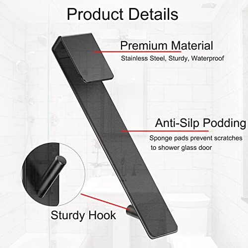 Windefun Stainless Steel Showe Door Hooks,Stainless Steel Powerful Adherive Hooks,for Frameless Glass Bathroom Doors,Can Hang Towels,Bathrobes,Coat Bag etc.