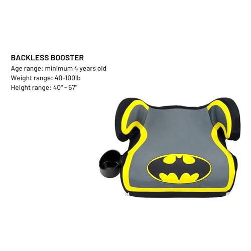 KidsEmbrace High Back Booster Car Seat, DC Comics Batman Black, Grey, Yellow