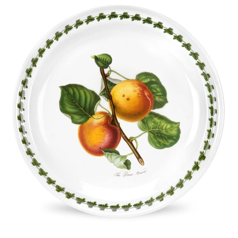 Portmeirion Pomona Collection | Set of 6 | Ceramic Dinnerware Dish Set | Microwave and Dishwasher Safe | Assorted Fruit Motifs | Made in England (Salad Plates)