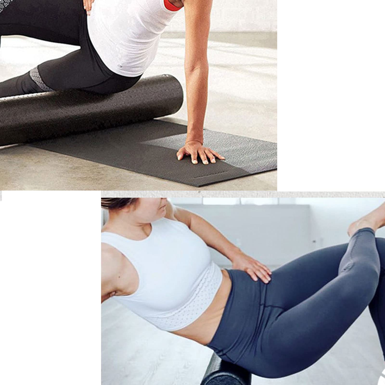 NC Foam Roller EPP Exercise Foam Roller High-Density Round Foam Roller Extra Firm High Density Foam Roller for Exercise, Massage, Muscle Recovery 12", 18", 24", 36" (Black, 12")
