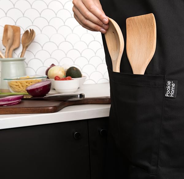 Pookie Home Premium Plain Aprons for Women with Pockets, Color Kitchen Aprons for Cooking- Water/Stain Resistant Chefs Apron