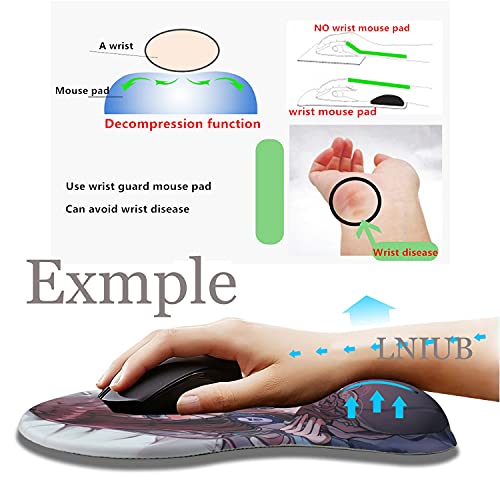 Yelan 3D Anime Mousepads, Genshin Impact Silicone Gel Wrist Ergonomics Gaming Mice Mat, Comic Wrist Rest Support Oppai Mouse Pad (YeLan a)