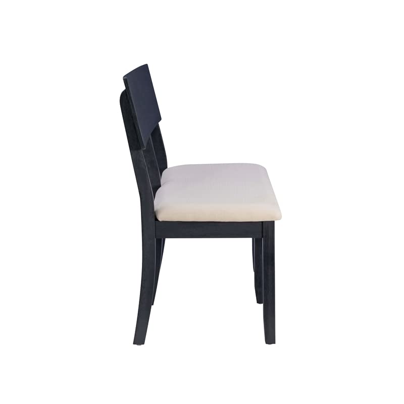 Linon Jordan Wood Dining Bench in Dark Charcoal Gray