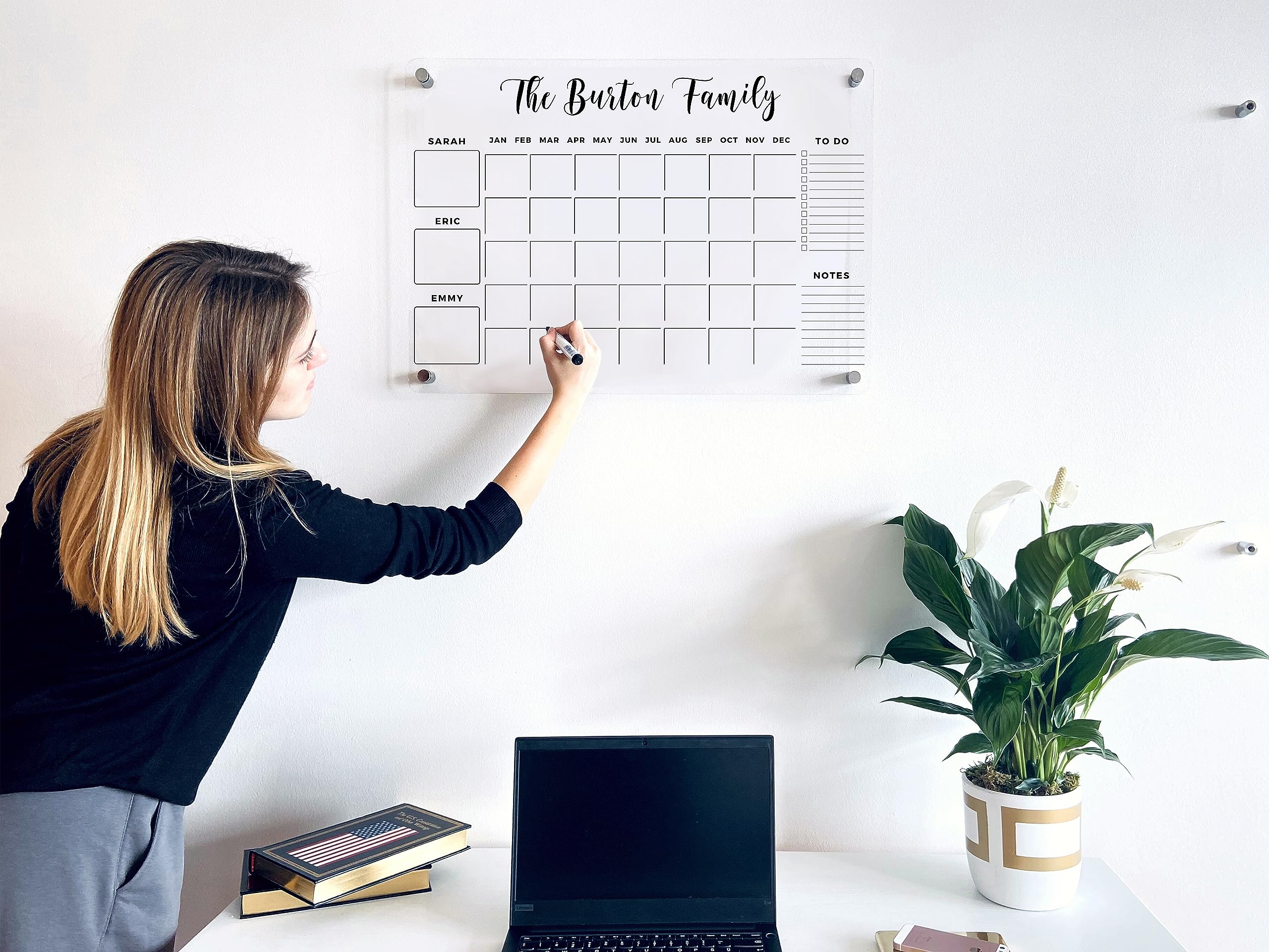Large Personalized Acrylic Wall Calendar - Personalized Calendar 2024, Dry Erase Calendar Family Calendar Calendar (24" x 36", Colorful Package)