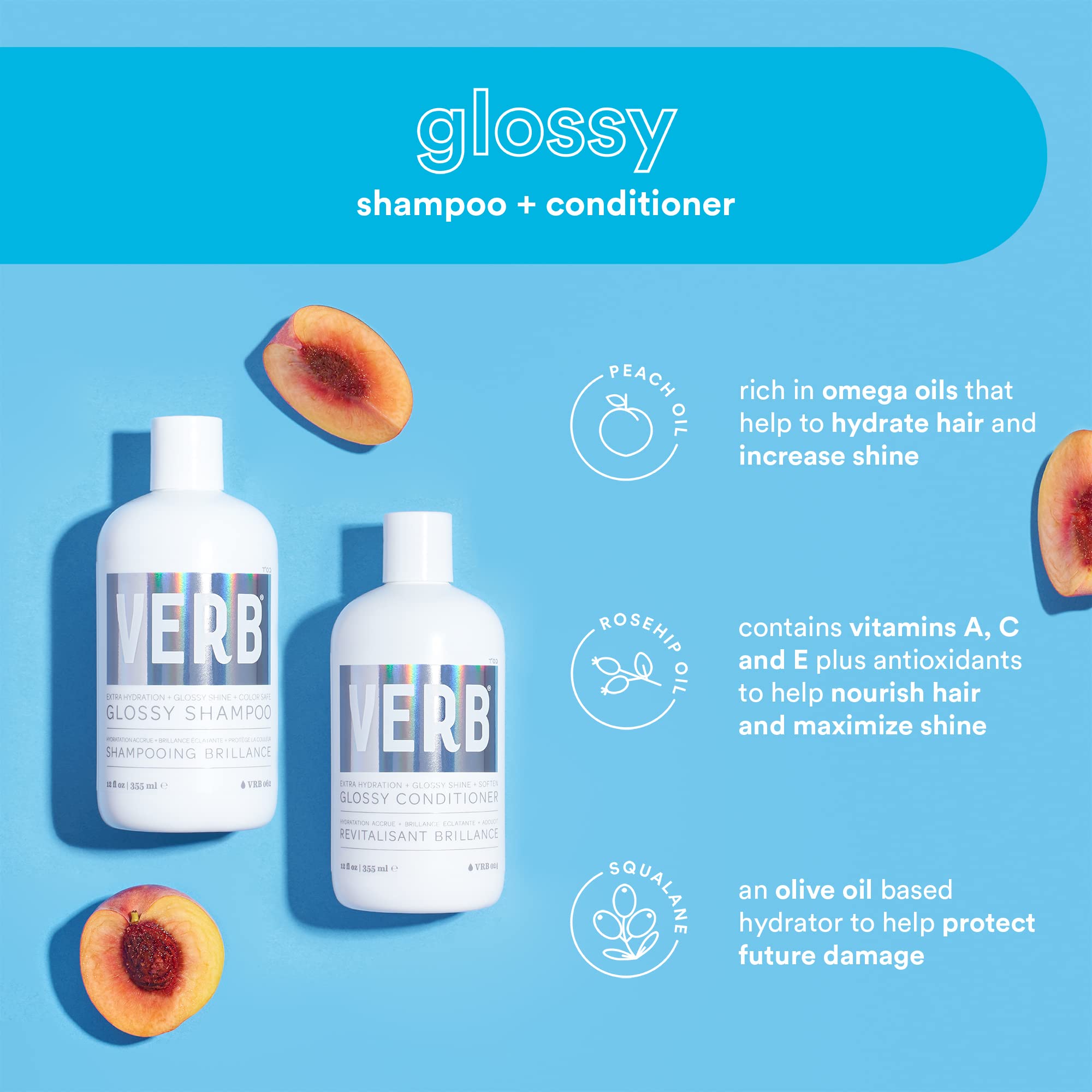 Verb Glossy Shampoo & Conditioner Duo, 12 fl oz
