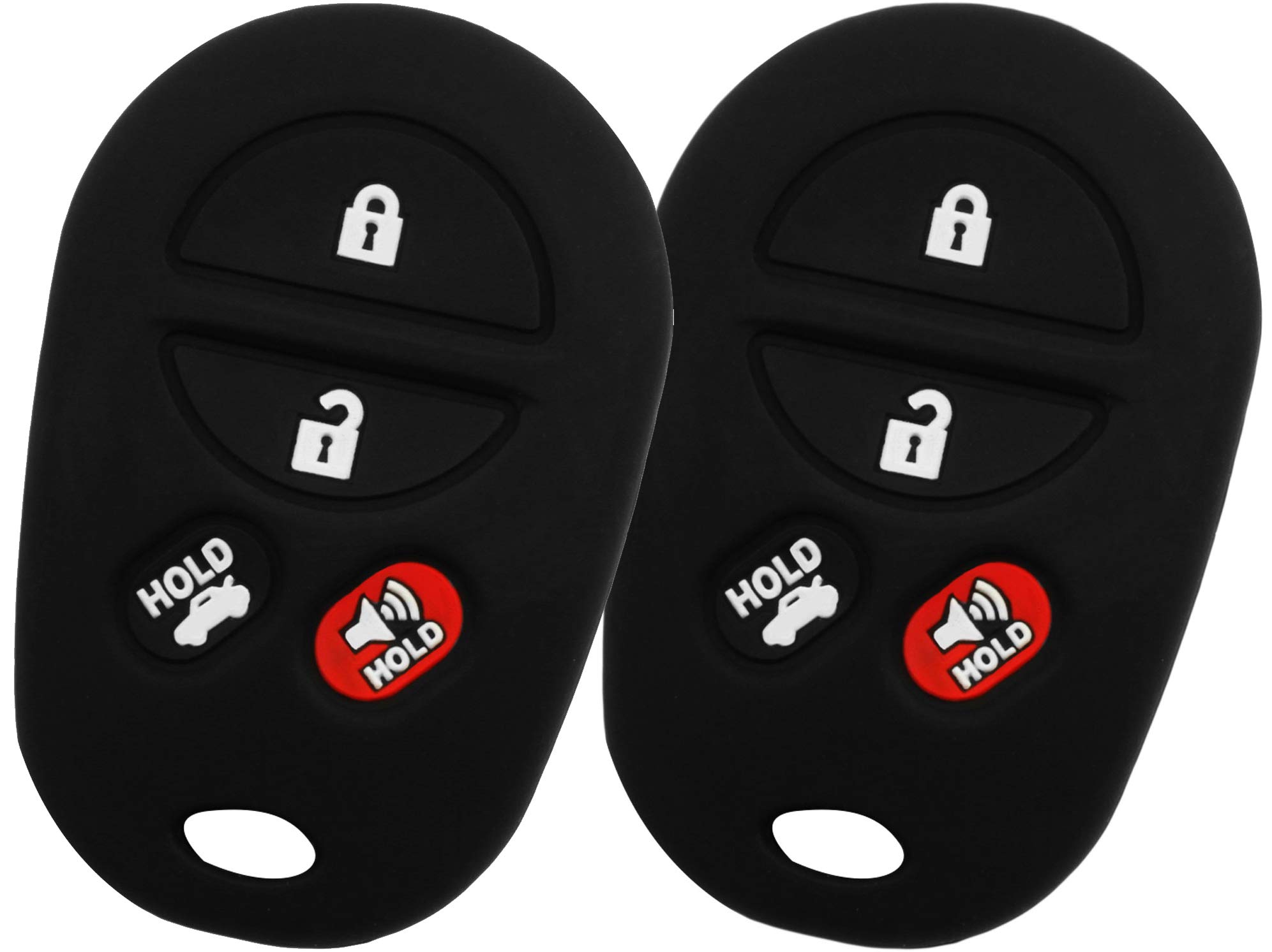 KeyGuardz Keyless Remote Car Key Fob Shell Cover Soft Rubber Case for Toyota Avalon Solara Highlander Sienna GQ43VT20T (Pack of 2)