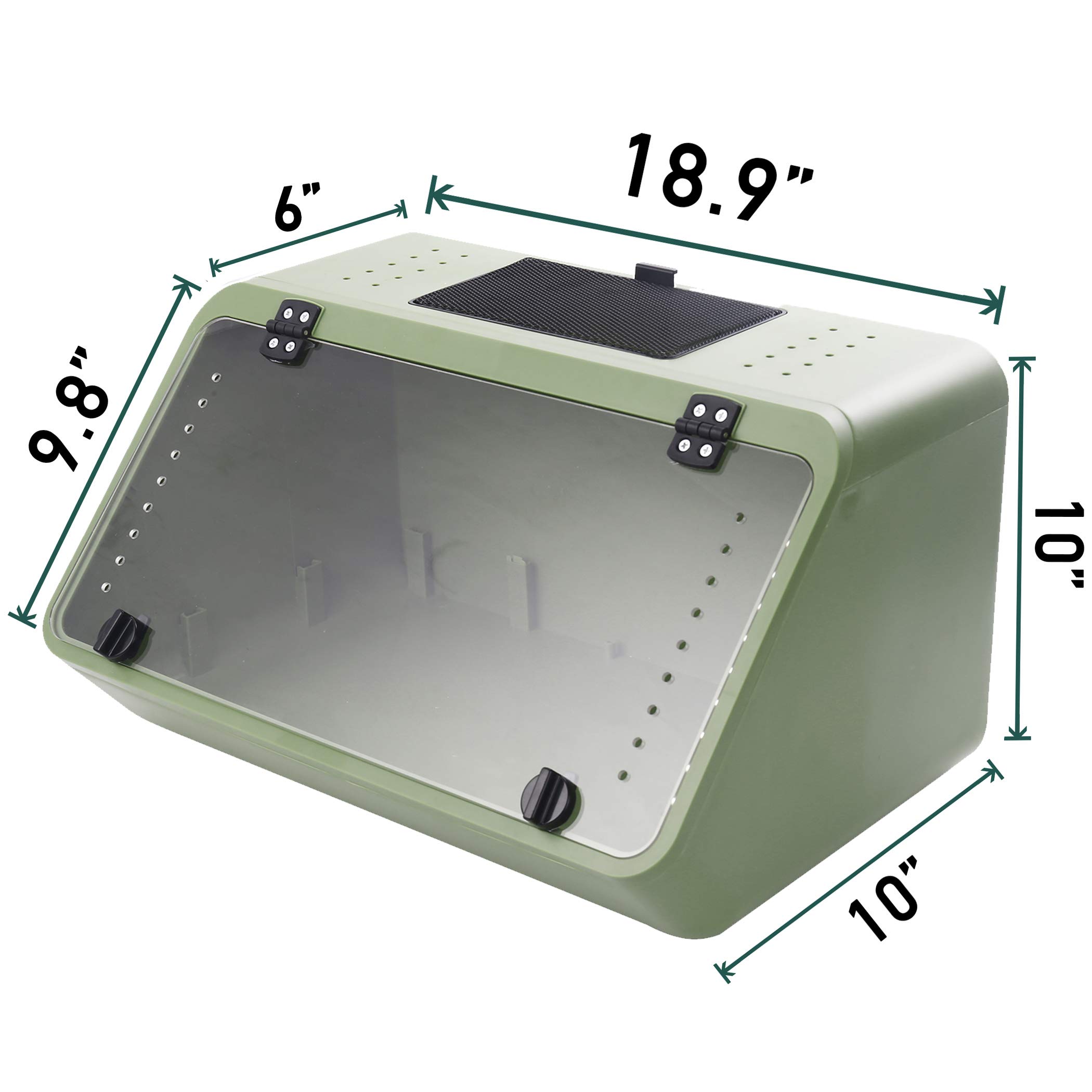 Large Reptile Tank – An Aquarium with a See-Through, Easy Access Front Panel Door | Habitat for Small Reptiles like Young Bearded Dragons, Lizards, Small Snakes and More |19''x10''x10'' with Food Tray