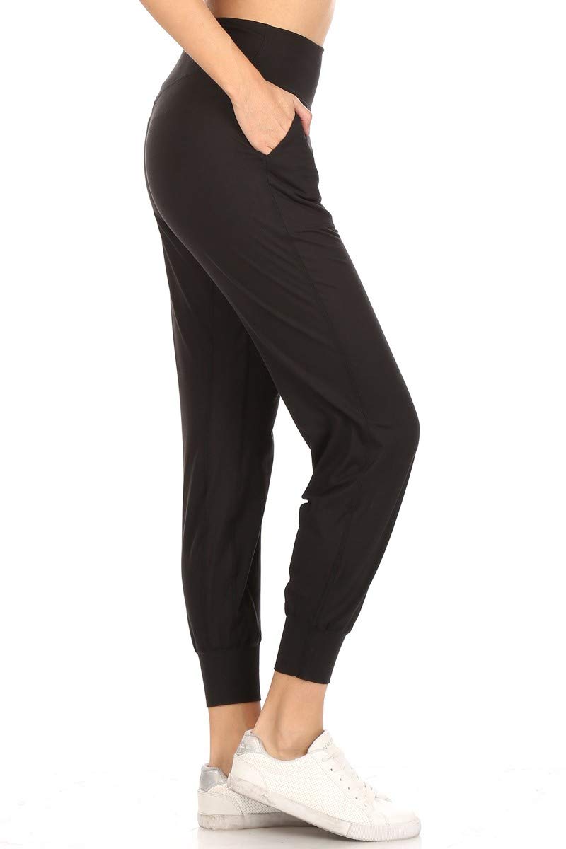 Leggings Depot ActiveFlex Jogger Yoga Pants with Pockets (Full Length, Black, Large)