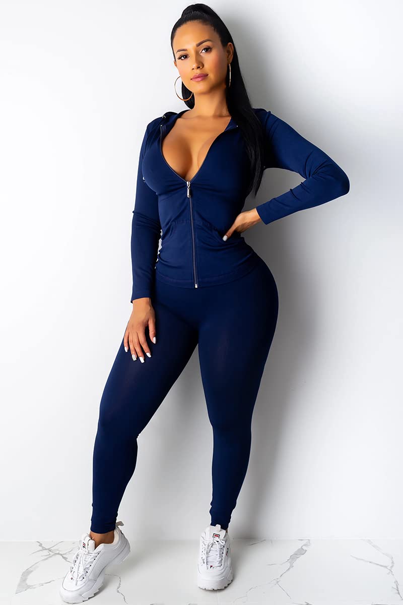 QCHENG Women Two Piece Outfits Tracksuit Set Long Sleeve Zipper Hoodie Jackets Jogger Sweat Pants Sweatsuits Workout Sets with Pockets