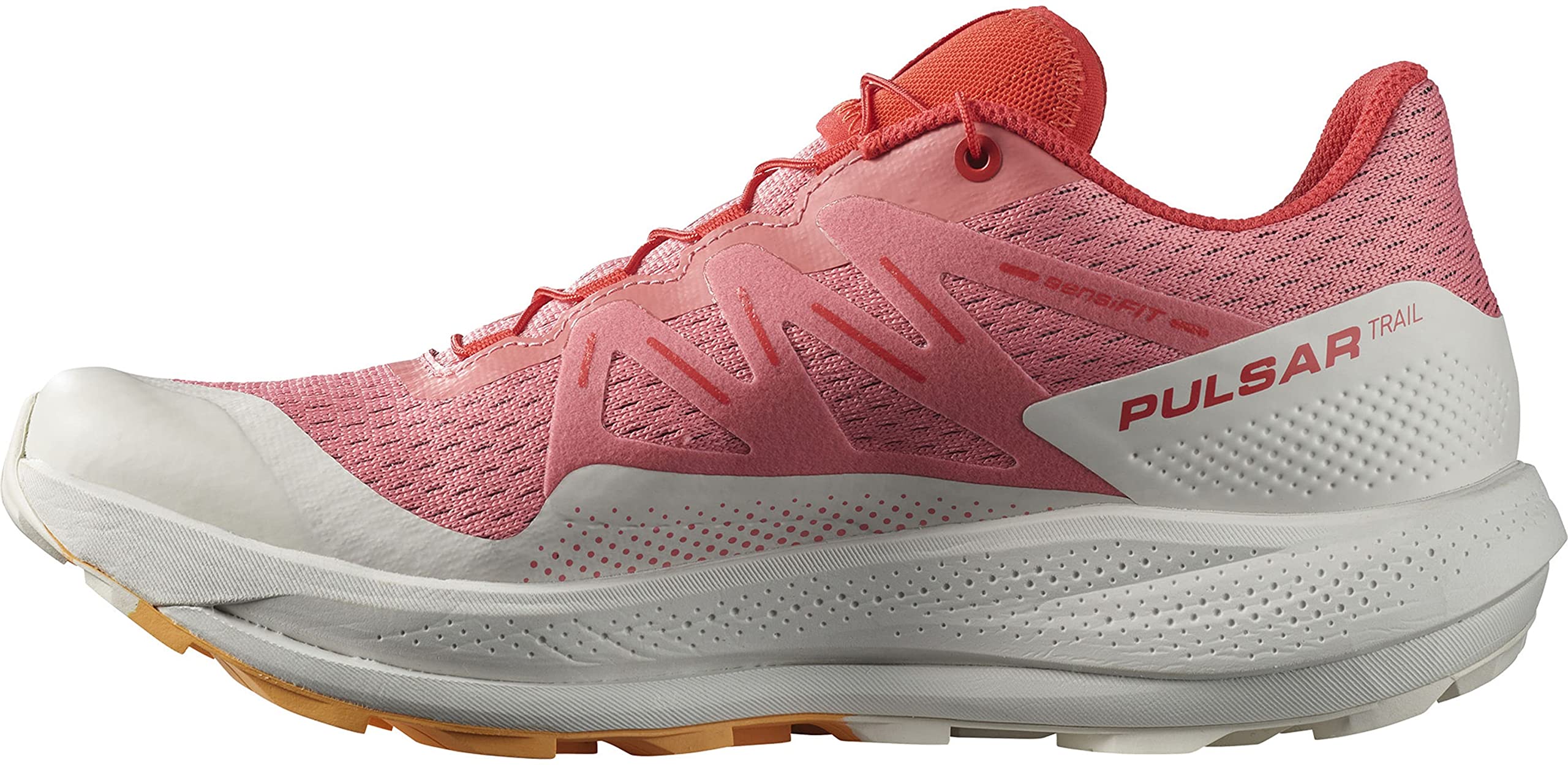 Salomon Pulsar Trail Trail Running Shoes Womens Sz 8.5 Tea Rose/Nimbus Cloud/Blazing Orange