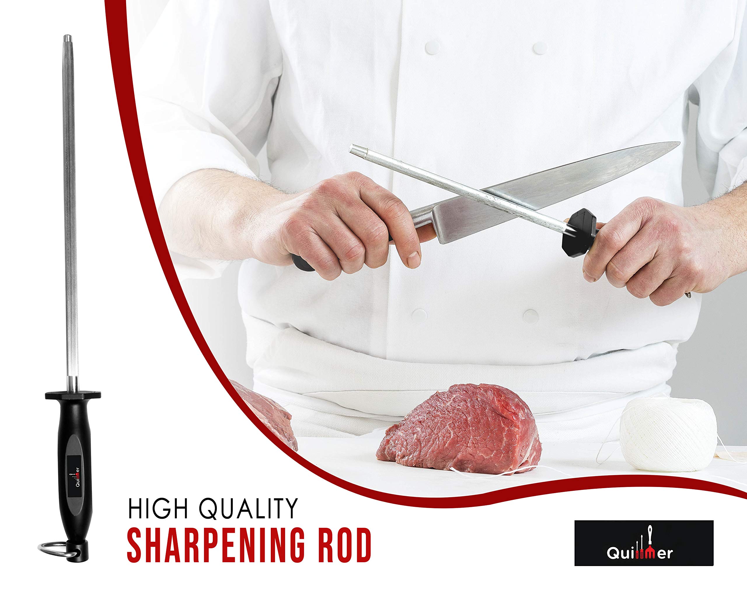 Knife Sharpening Rod | 10" Chromium Plated Stainless steel knife honing tool| Knife sharpener for kitchen with PVC Sleeve | High carbon steel knife sharpener | High function cutlery sharpener
