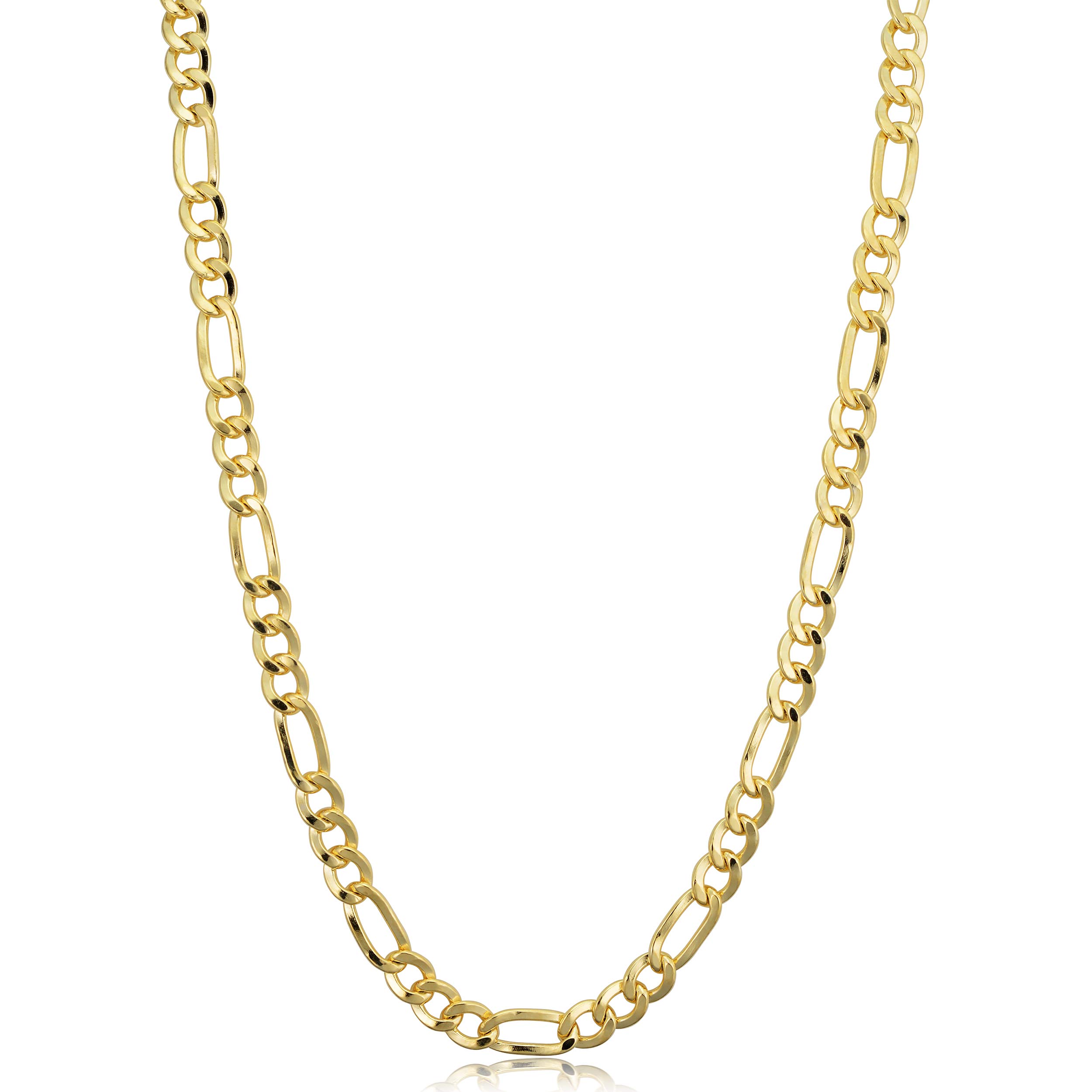 Kooljewelry 14k Yellow Gold Filled Solid Figaro Link Chain Necklace (4.2 mm, 24 inch)