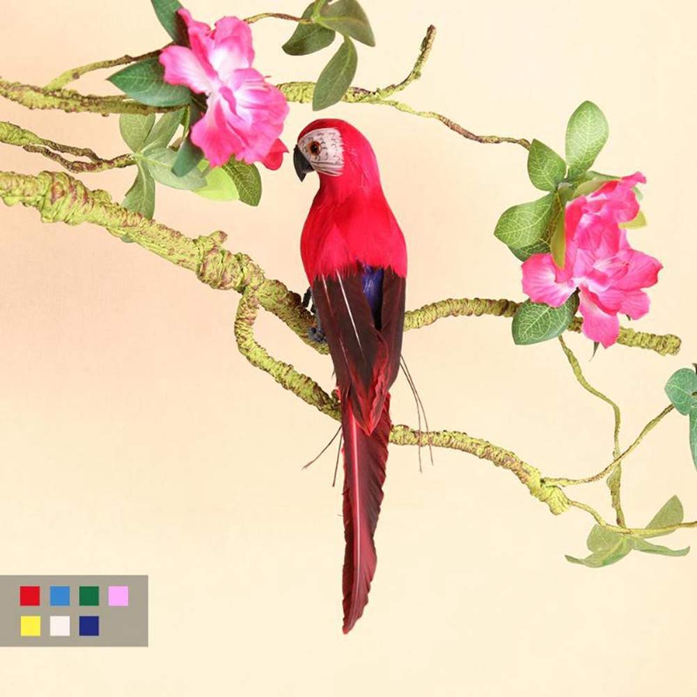 LWINGFLYER Artificial Parrot Life Size Artificial Simulation Foam Feather Parrot Macaw Bird for Costume Shoulder Ornament Modern Home Garden Party Decoration (9.8inch/25cm, Red)