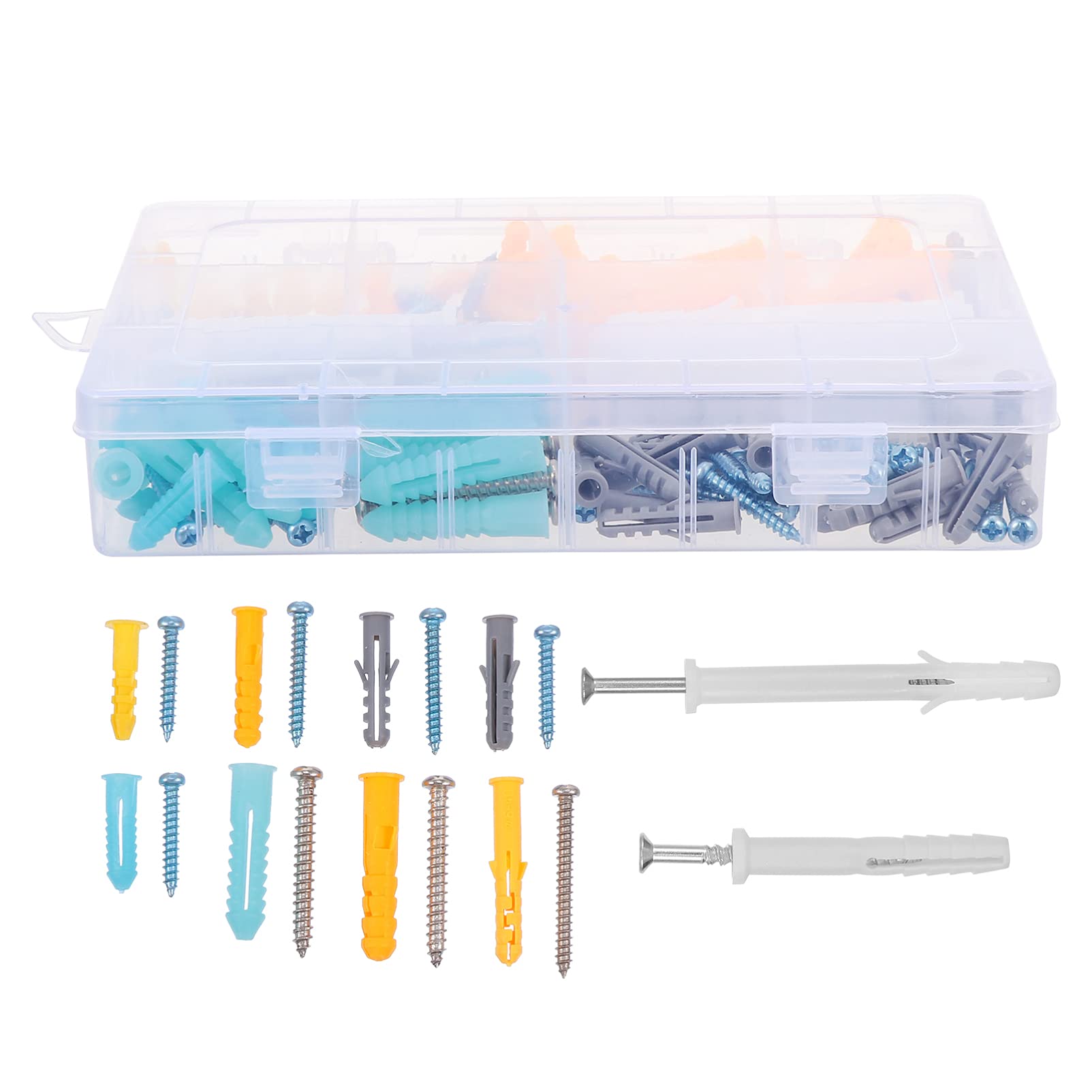 VILLCASE 3 Sets 200pcs Expansion Screw Ground Screw Hex Head Self Tapping Screws Wood Screws Drywall Anchors Self- Tapping Screw Anchor Screws Self-Tapping Screws Box Plastic Expansion Tube