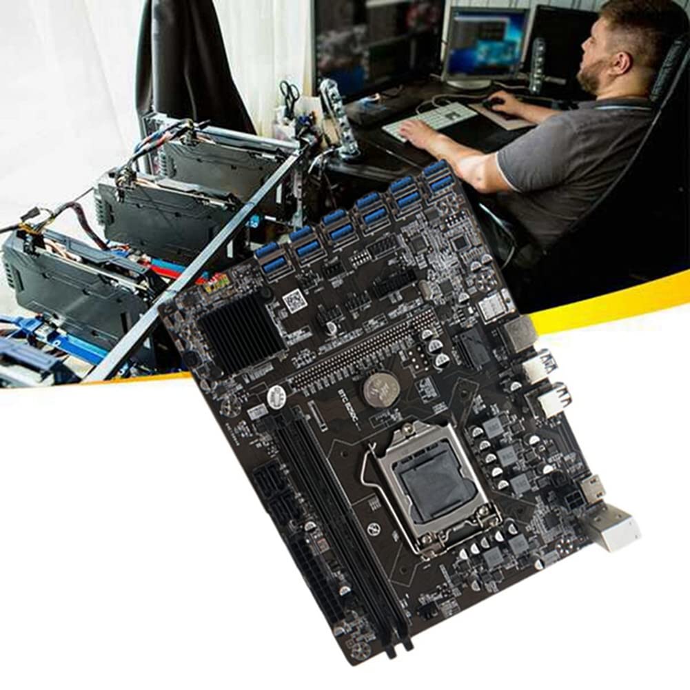 UNNIC B250C BTC Mining Motherboard+G3900 CPU+VER009S Riser 12XPCIE to USB3.0 GPU Slot LGA1151 Support DDR4 RAM Motherboard