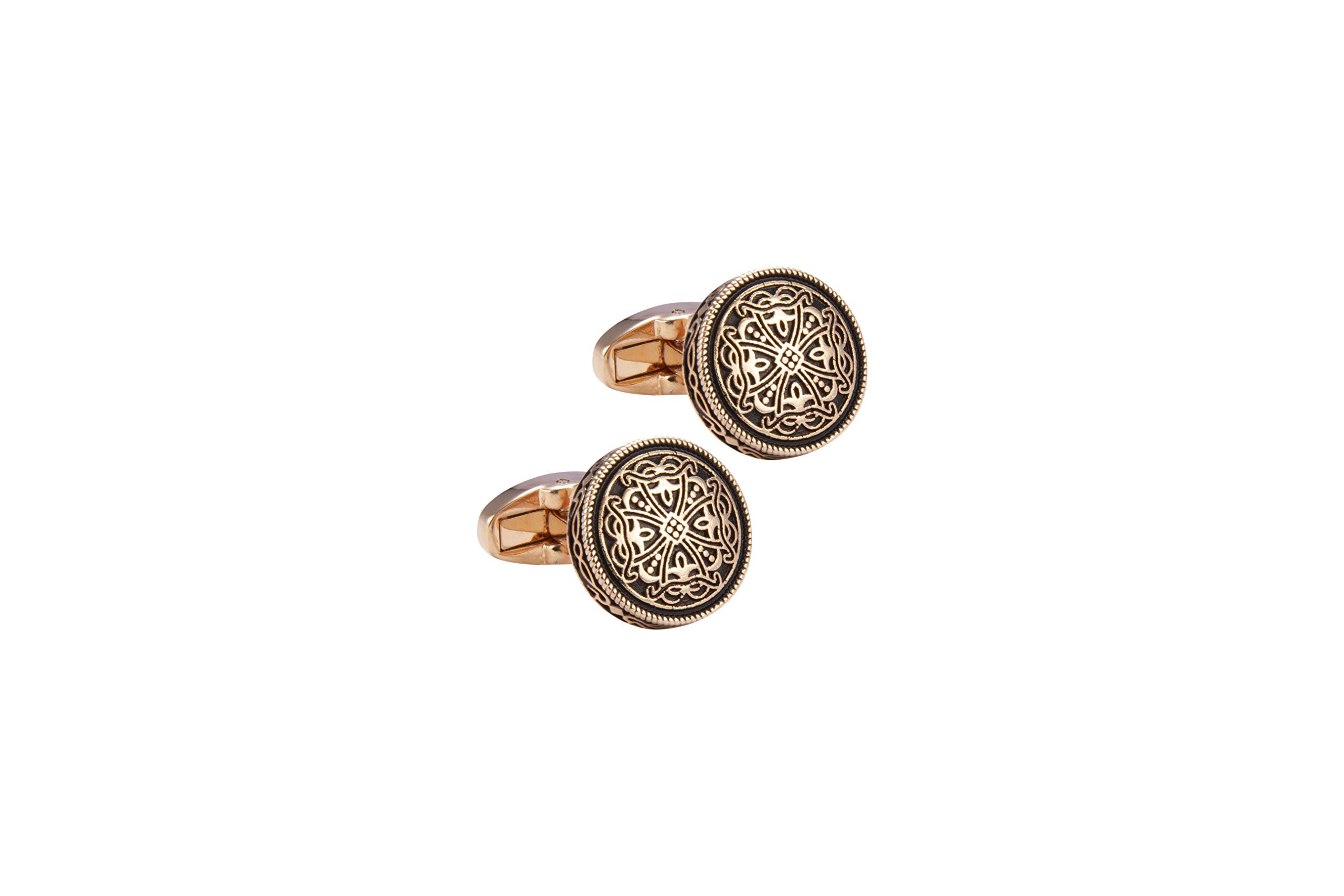 Knighthood Men's Golden Engraving Exclusive Cufflinks Silver Shirt Cuff Links Business, Wedding Gifts with Gift Box
