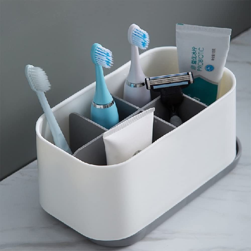 SZYB Compartment Large-Capacity Toothbrush Holder, Bottom Opening to Filter Moisture, Drying Detachable and Easy-to-Clean Storage Box, Dental Floss Organizer, Black