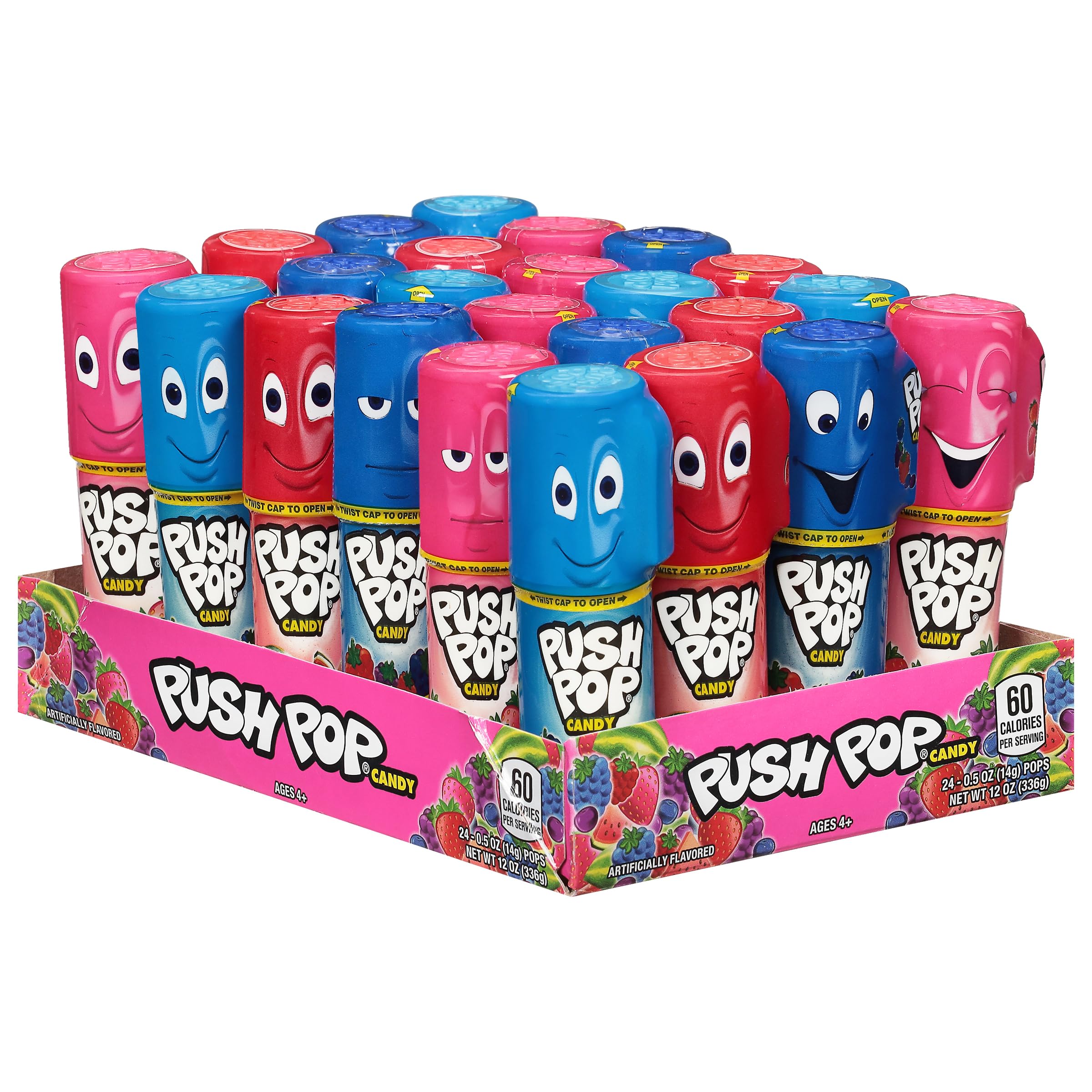 Push Pop Candy Lollipops - Individually Wrapped Variety Candy Party Pack - 24 Count Lollipops in Assorted Fruity Flavors - Fun Candy for Gifts, Celebrations, Party Favors, Gift Baskets, & Birthdays