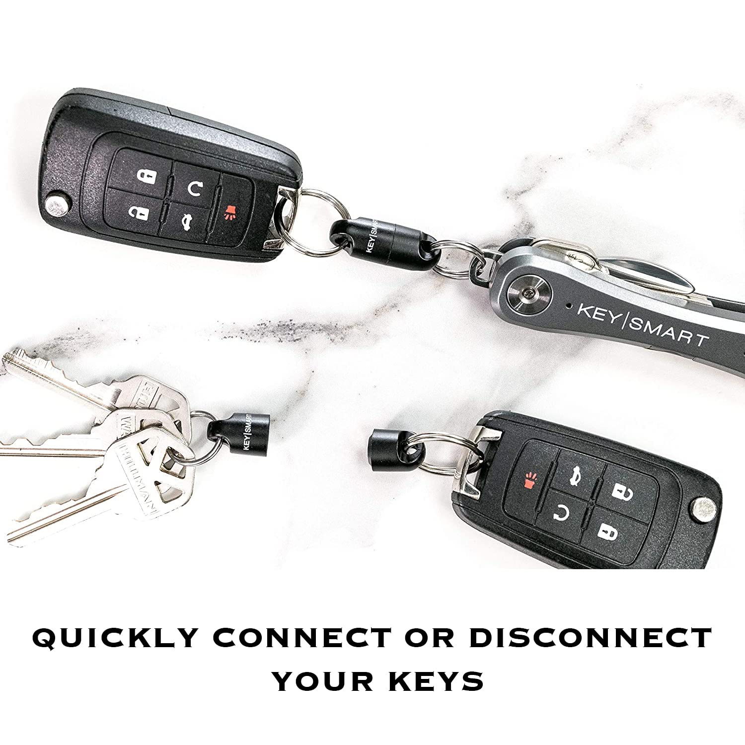 KeySmart MagConnect Magnetic Quick Release Keychain, Secure Pull-Apart Key Attachment Accessory for Bags, Belt, Car Key Fob