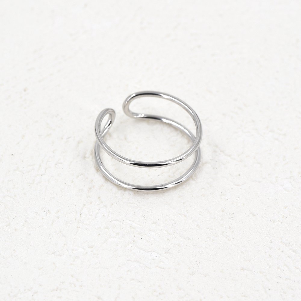 LEMON GRASS Sterling Silver Simple Band Ring Open Ring Ajustable Wide Band Line Rings
