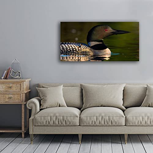 Large Wall Art Loon with red glow in eye Painting Poster Print on Canvas Artwork for Living Room Bedroom Stretched and Framed Ready to Hang 20βx40β