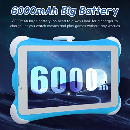 soobu Kids Tablet, Dual Camera Multifunction 3 Card Slots Call Eye Protection Blue 7 Inch Toddler Tablet for Education (US Plug)