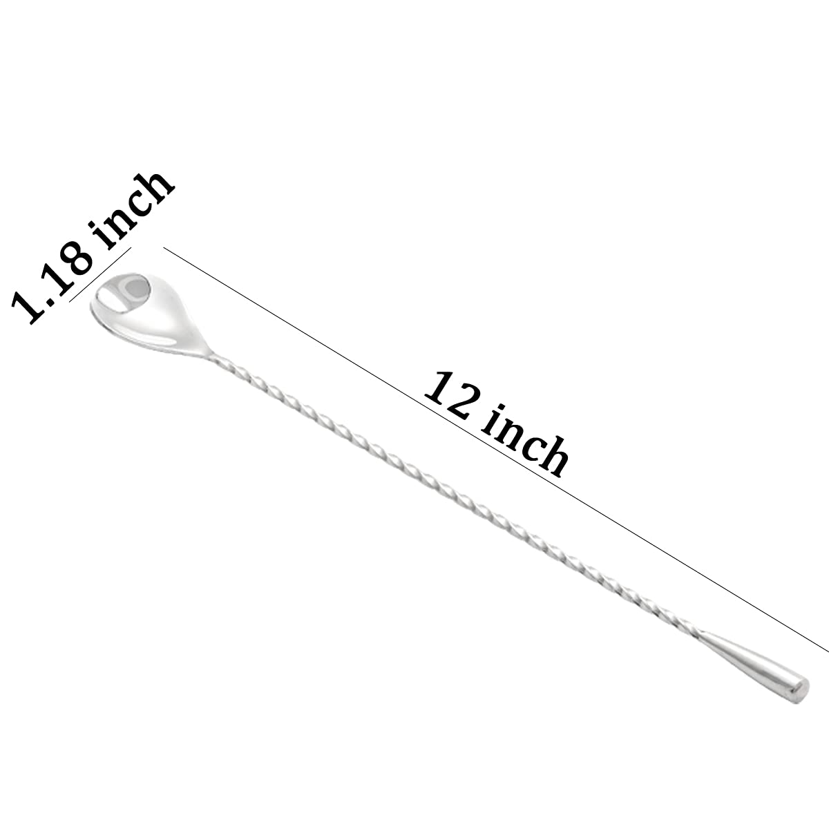 Mixing Spoon(2021 New)Bar Spoons 12 Inch Cocktail Spoon Stainless Steel Spiral Long Handle Tall Spoon Drink Mixing Spoon Silver 2pcs