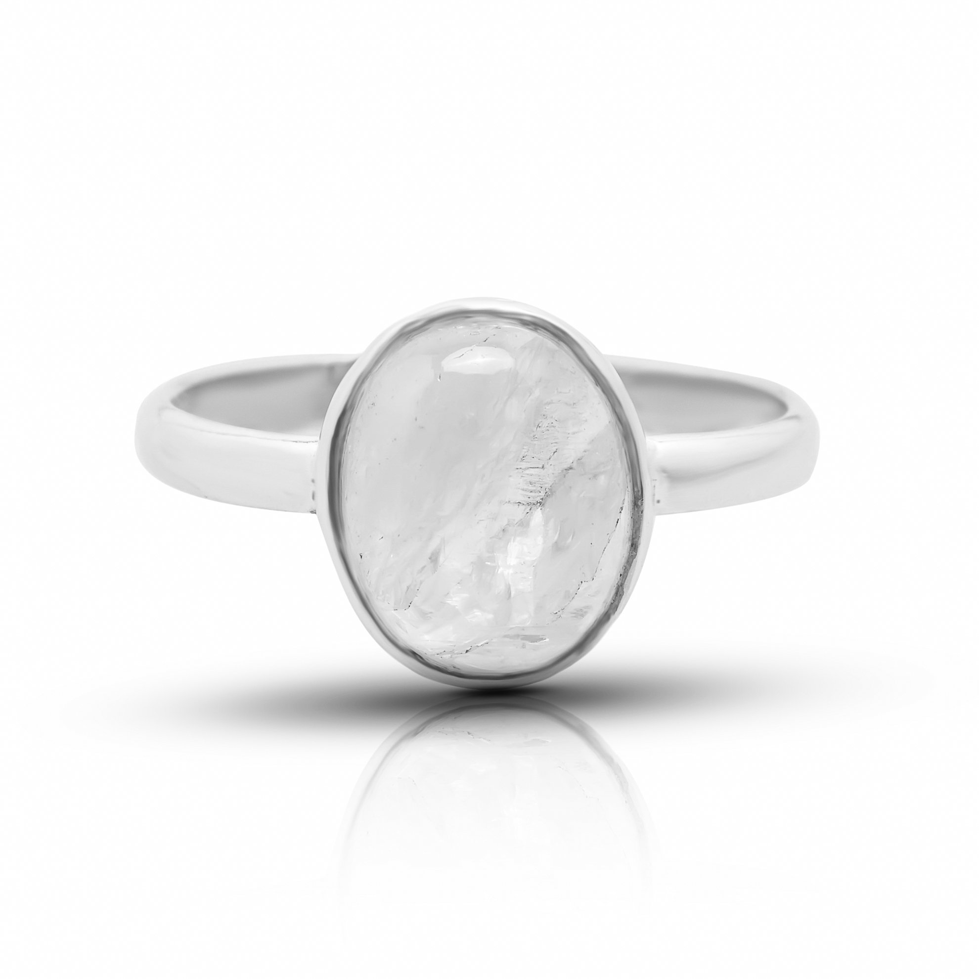 Koral Jewelry Moonstone Ring 925 Sterling Silver Vintage Tribal Gypsy Boho Look US Size 6 7 8 9 (9)