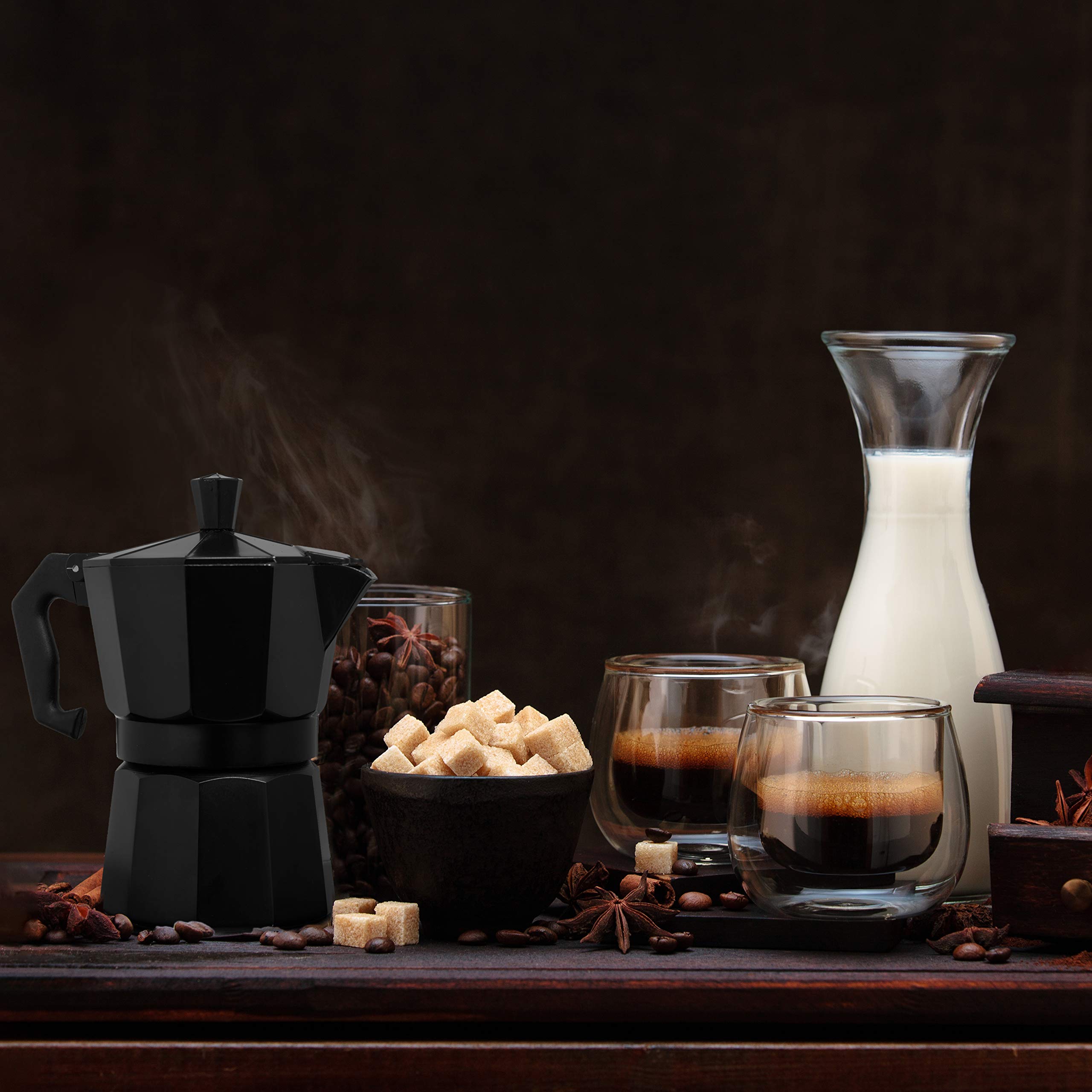 Mixpresso Aluminum Moka Stove Coffee Maker With Coffee Mug, Moka Pot Coffee Maker for Gas, Electric Stove Top, Classic Italian Coffee Maker, Espresso Greca Coffee Maker, Percolator 3 Espresso Cup 5 oz