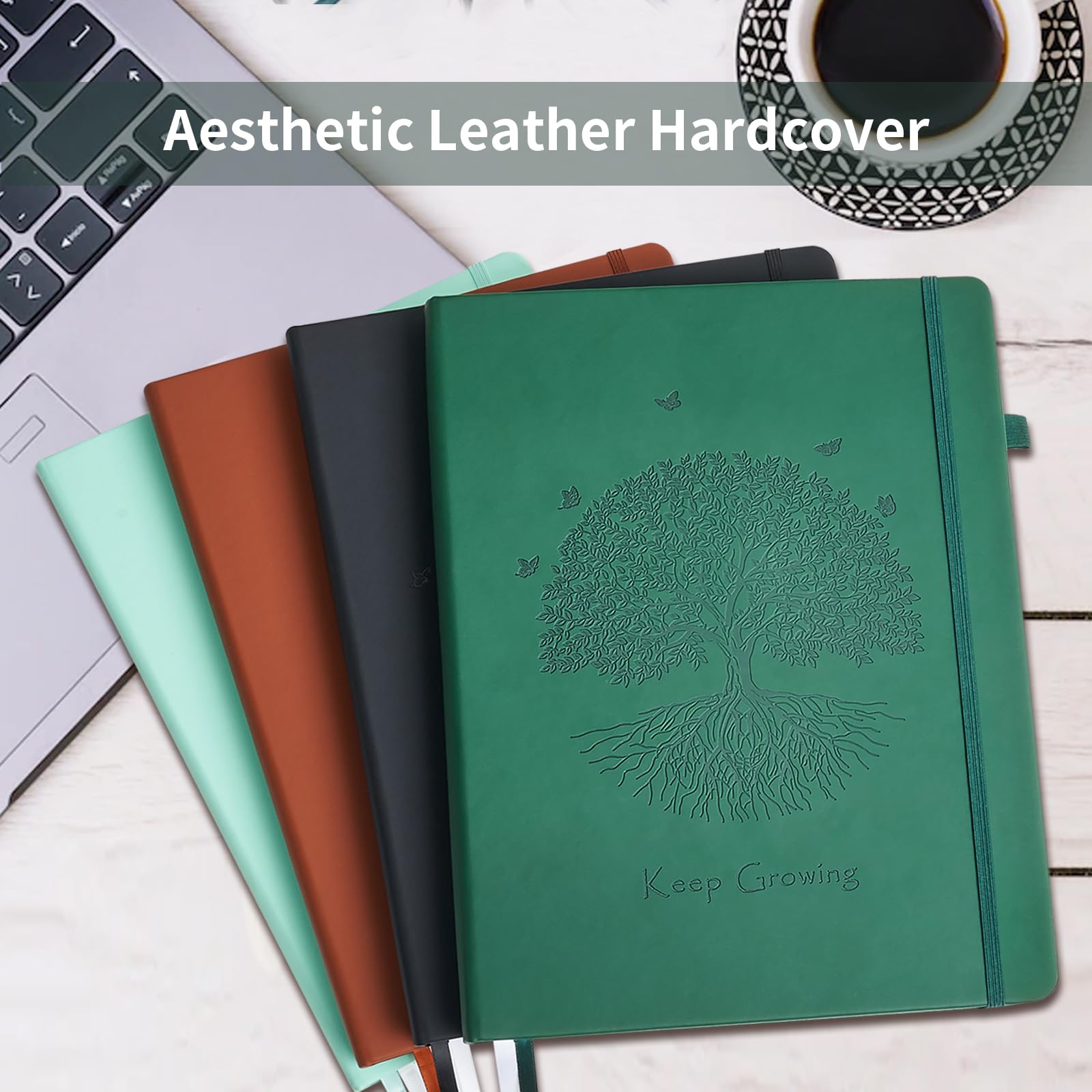 Leather Journal, 8.5" x 11" Hardcover College Ruled Notebook Journal for Women Men, 340 Page Large Notebooks for Work, Lined Journals for Writing, Thick Paper and Lay Flat, A4 Aesthetic Black Notebook