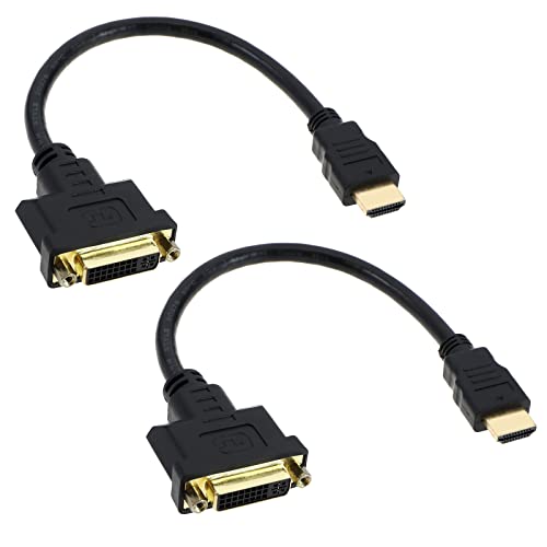 SING F LTD 2Pcs HDMI Male to DVI(24+5) Female Cable Bi-Directional HDMI to DVI Cable HDMI DVI-I Adapter Accessories for HDTV Monitor Projector