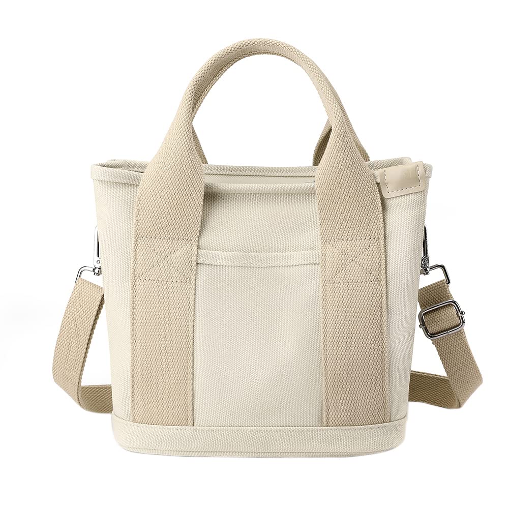 Mini Tote Bag for Women Canvas Small Crossbody Bag Large Capacity Multi-Pocket Handbag for Travel Work School
