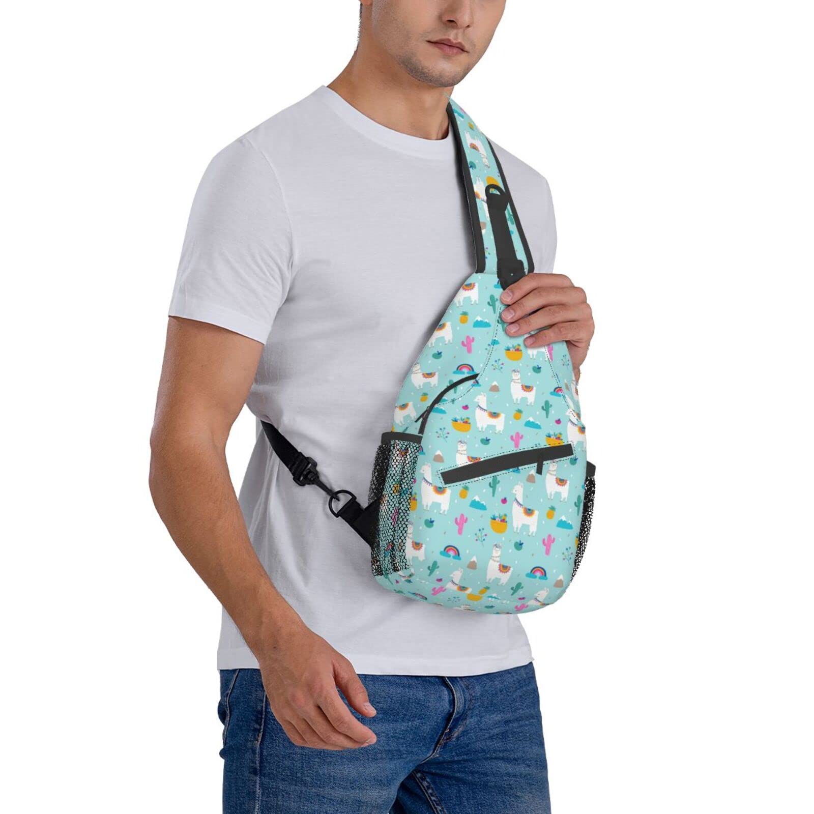 Llama Sling Bag Chest Bag Daypack Crossbody Sling Backpack for Travel Sports Running Hiking
