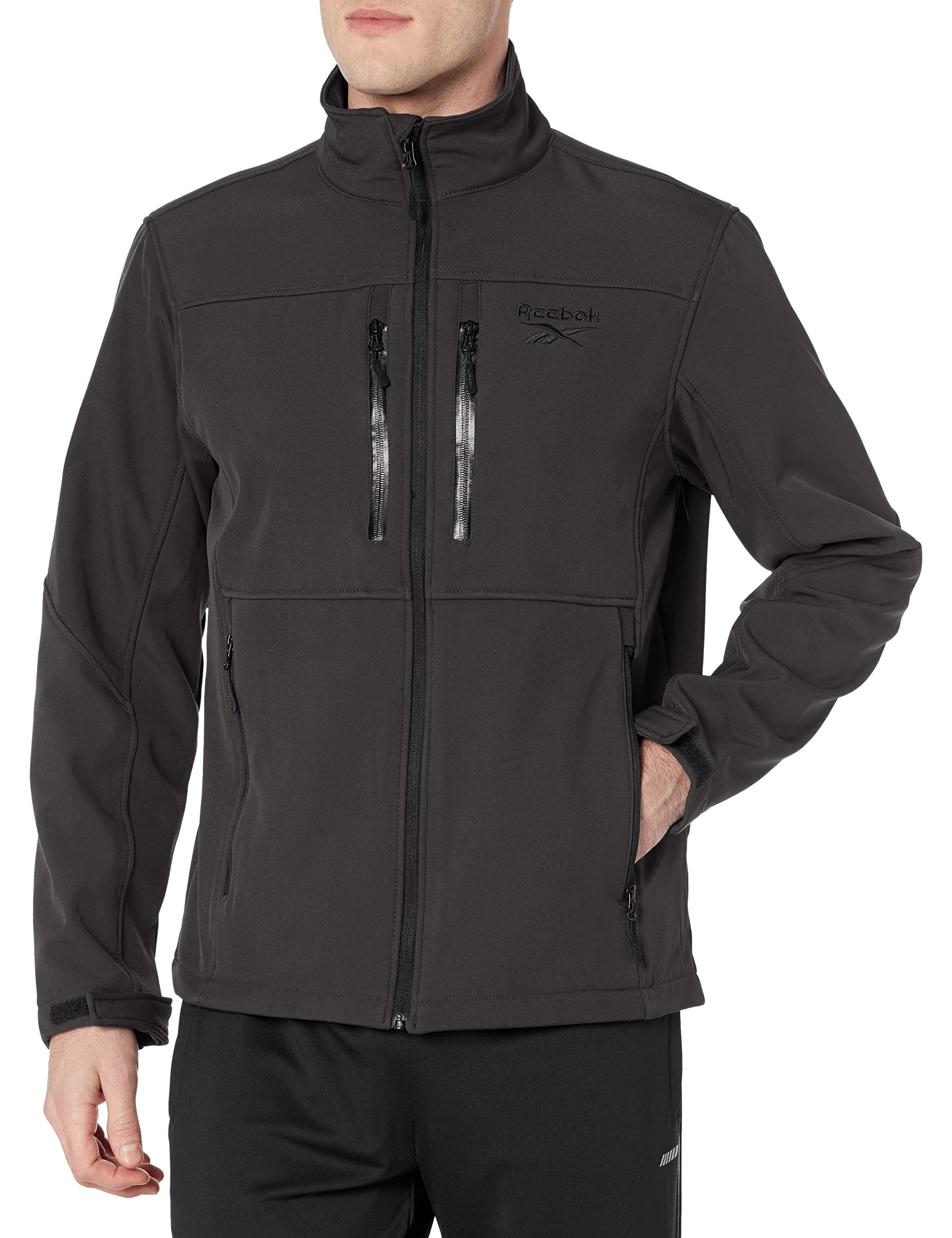 Reebok Men's Lightweight Softshell Transition Jacket, Black, Large